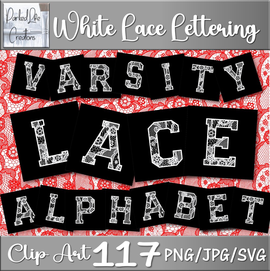 White Lace Varsity Alphabet & Numbers Png, Lace Lettering, Alphabet ...