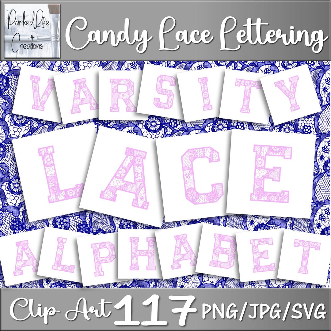 Candy Pink Lace Varsity Alphabet & Numbers Png, Lace Lettering ...