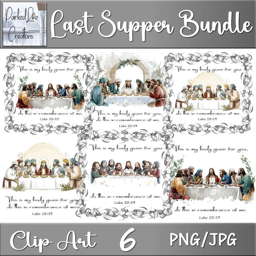 Bundle of Last Supper Clipart With Scripture Quote, Christian Clipart ...