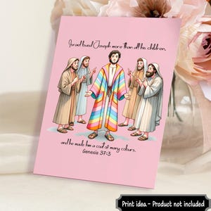 Joseph's Colorful Coat Illustration, Bible Verse Digital Art in PNG ...