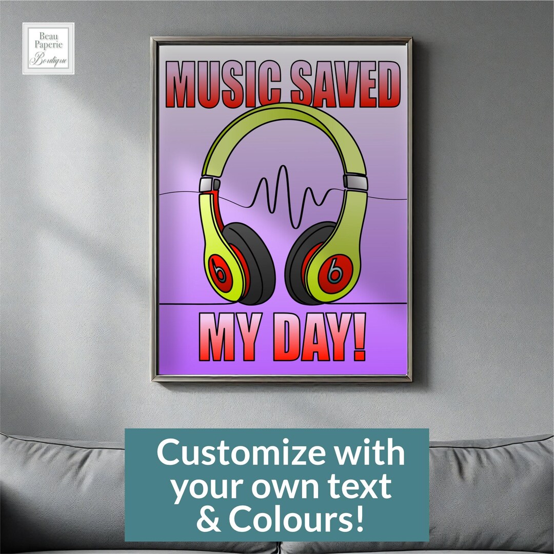 Poster Headphones Wall Decor Custom Music Gift Audiophile Wall Art ...
