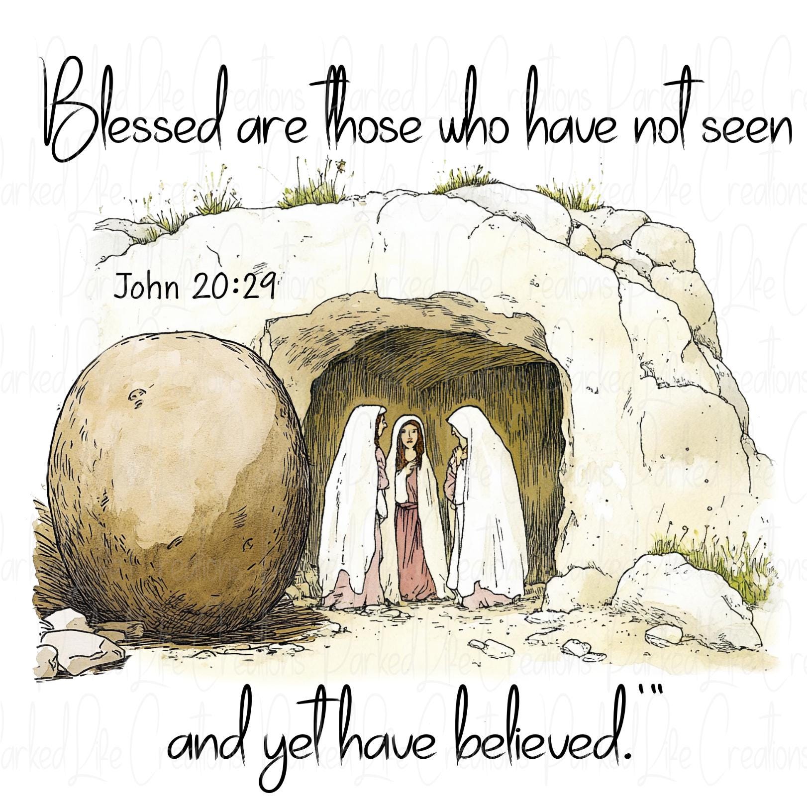 Religious Easter Clipart, Resurrection Scene & Scripture, Digital ...