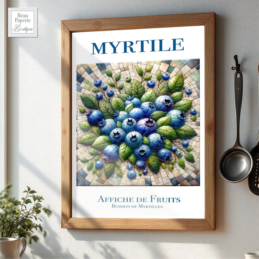 French Blueberry Printable Poster for Kitchen Home Decor Fruit Theme ...