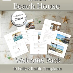 Beach House Welcome Book Canva Template Airbnb Rental Brochure Digital ...