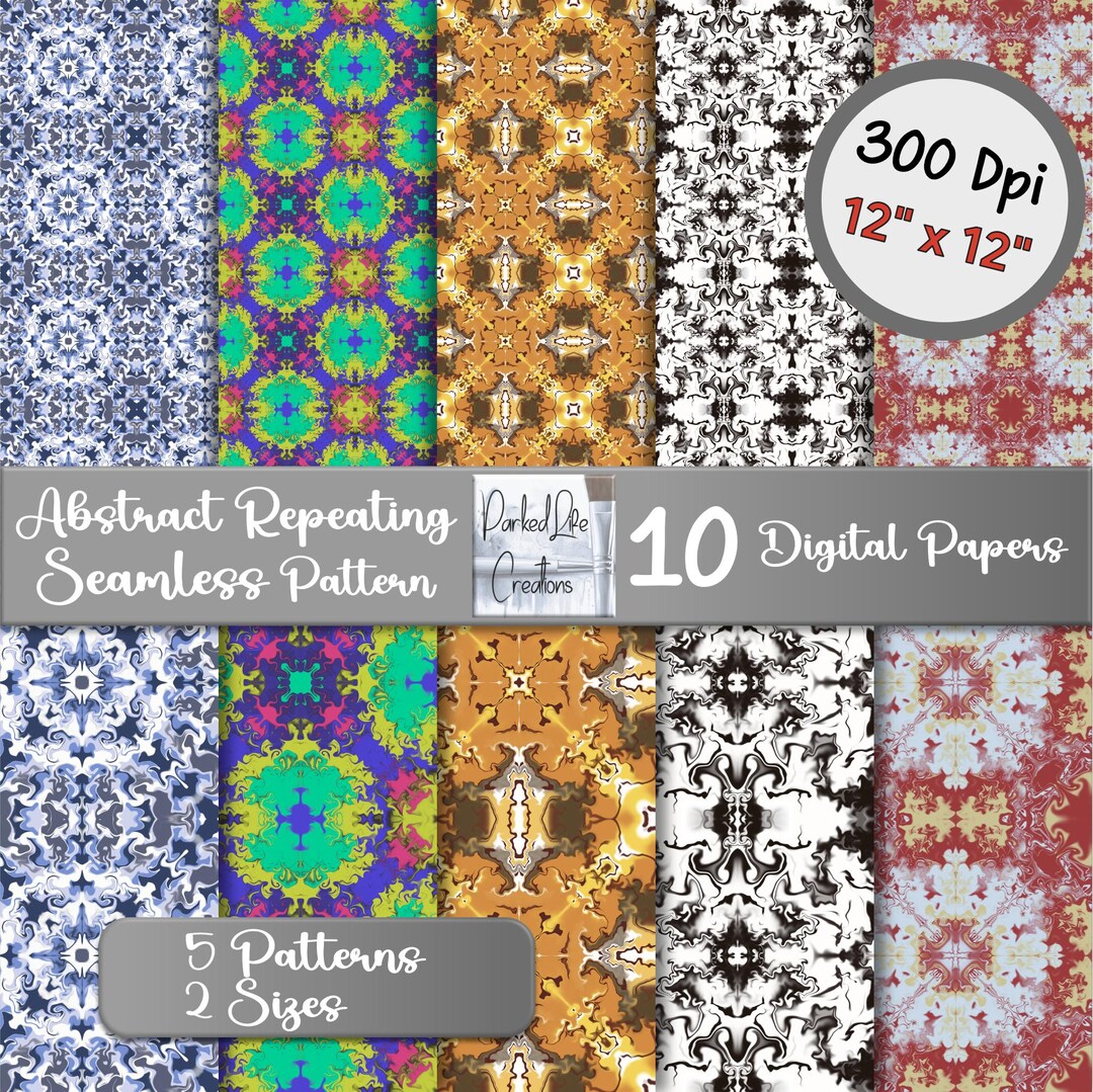 Geometric Abstract Seamless Patterns Bundle, Abstract Digital Paper ...