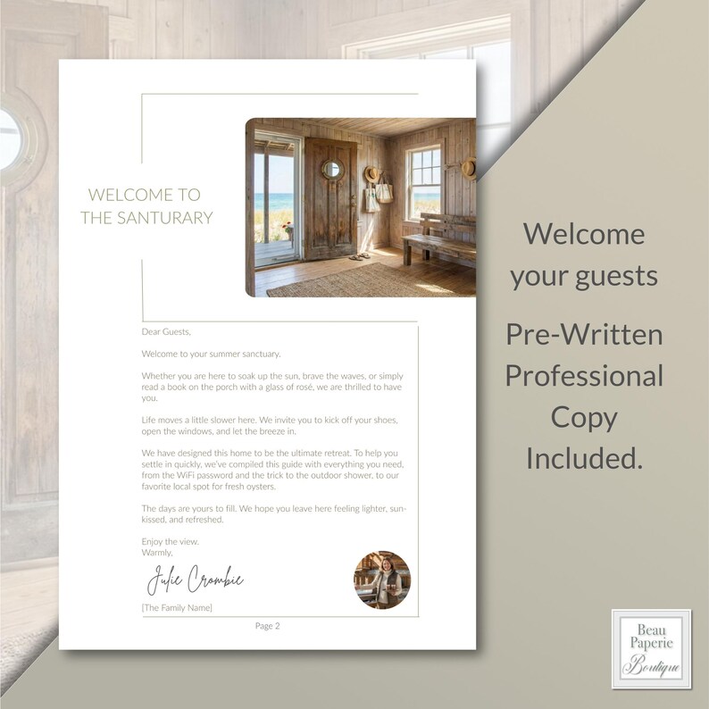 Beach House Welcome Book Canva Template Airbnb Rental Brochure Digital ...