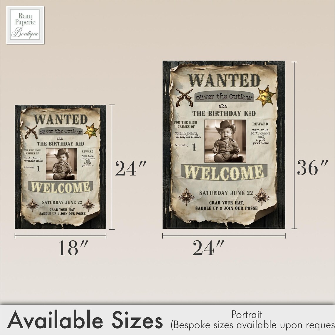 Wanted Poster Welcome Sign for Kids Editable Birthday Cowboy Welcome ...