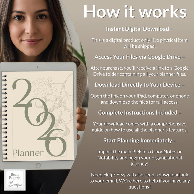 2026 Goodnotes Digital Planner Hyperlinked Apple Calendar Integration ...
