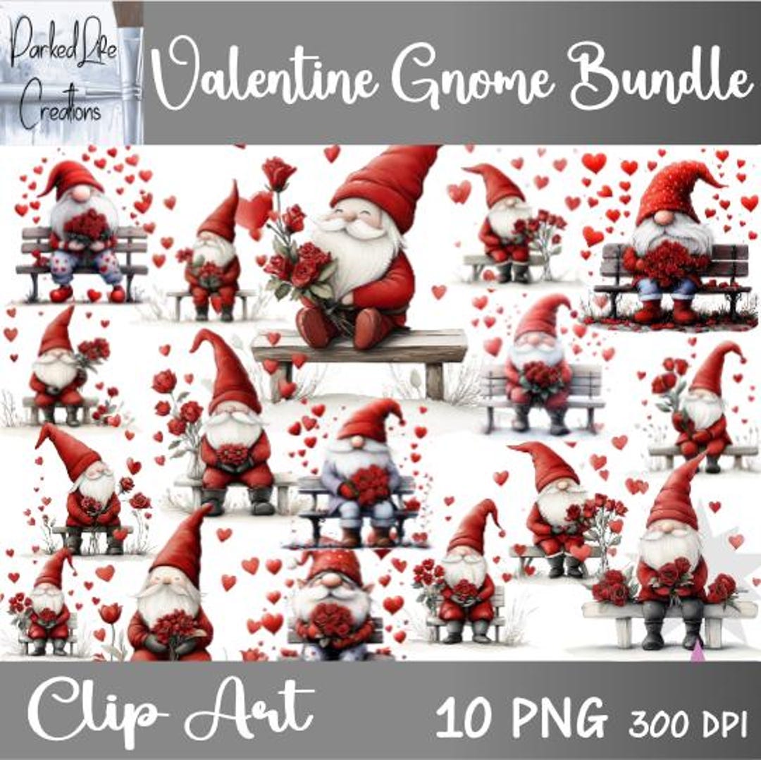Valentines Day Gnomes Png Bundle, Valentines Clipart, Gnome Graphics ...