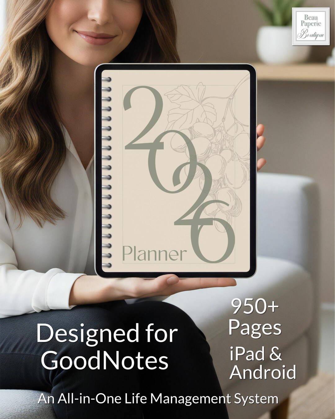 2026 Digital Planner All-in-one for Goodnotes Hyperlinked Tabs PDF iPad ...