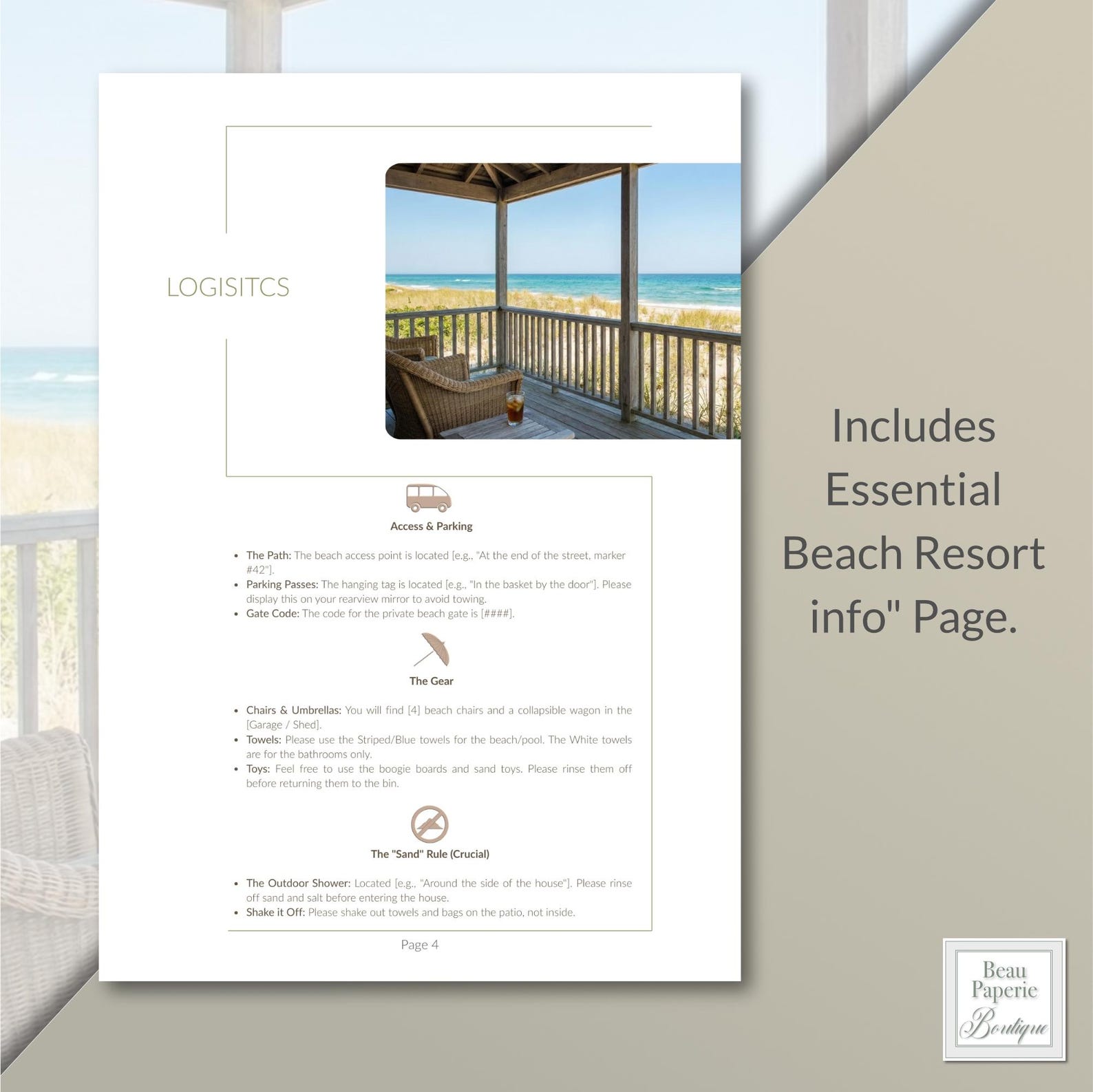 Beach House Welcome Book Canva Template Airbnb Rental Brochure Digital ...
