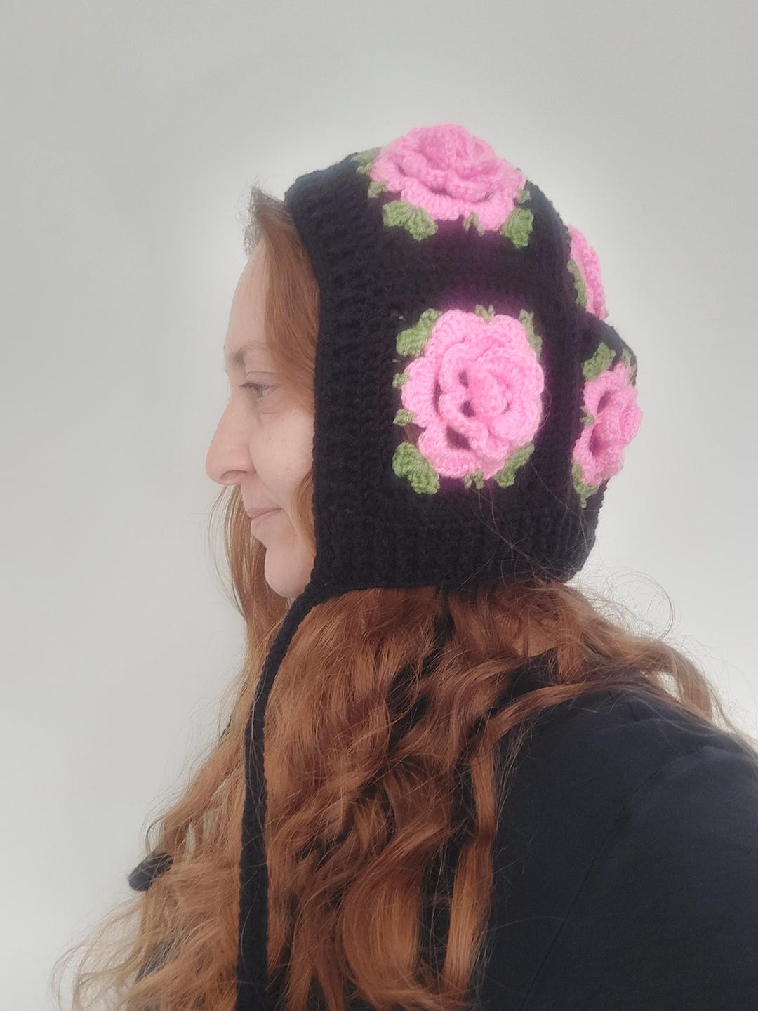 Crochet Bonnet, Granny Square Bonnet, Bohemian Bonnet Hat, Handmade ...