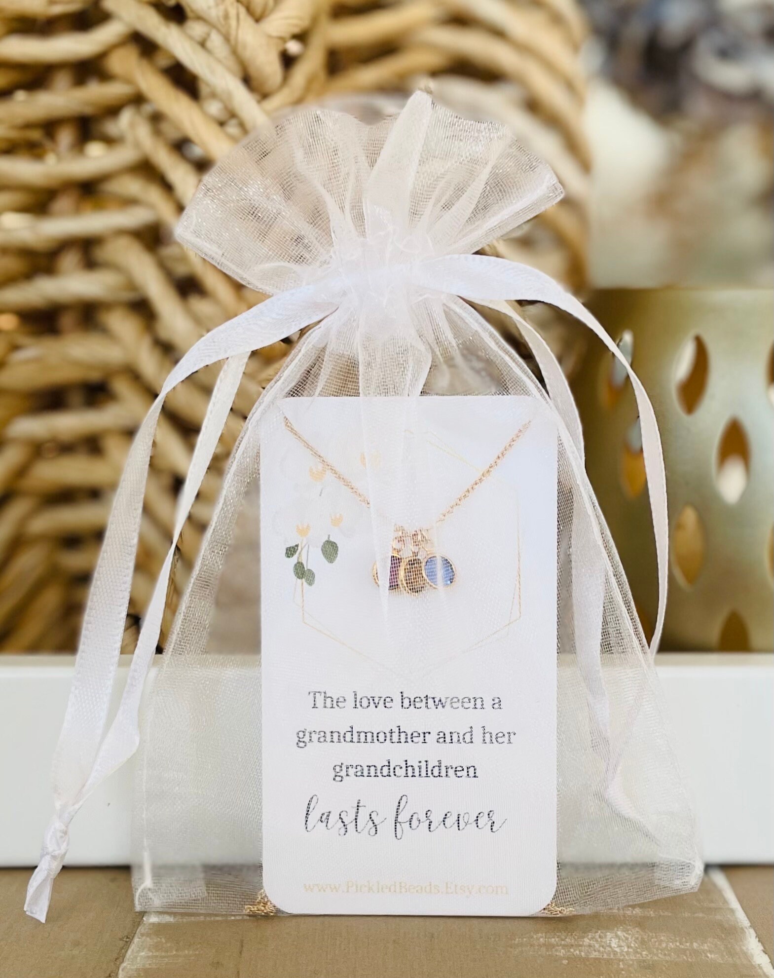 Gold Grandmother Necklace W/ Grandchildren's Birthstones, Gift for Nana ...