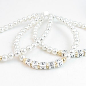 Three Name Gold & Silver Stacked Bracelet, Multi-name Jewelry, Mom ...