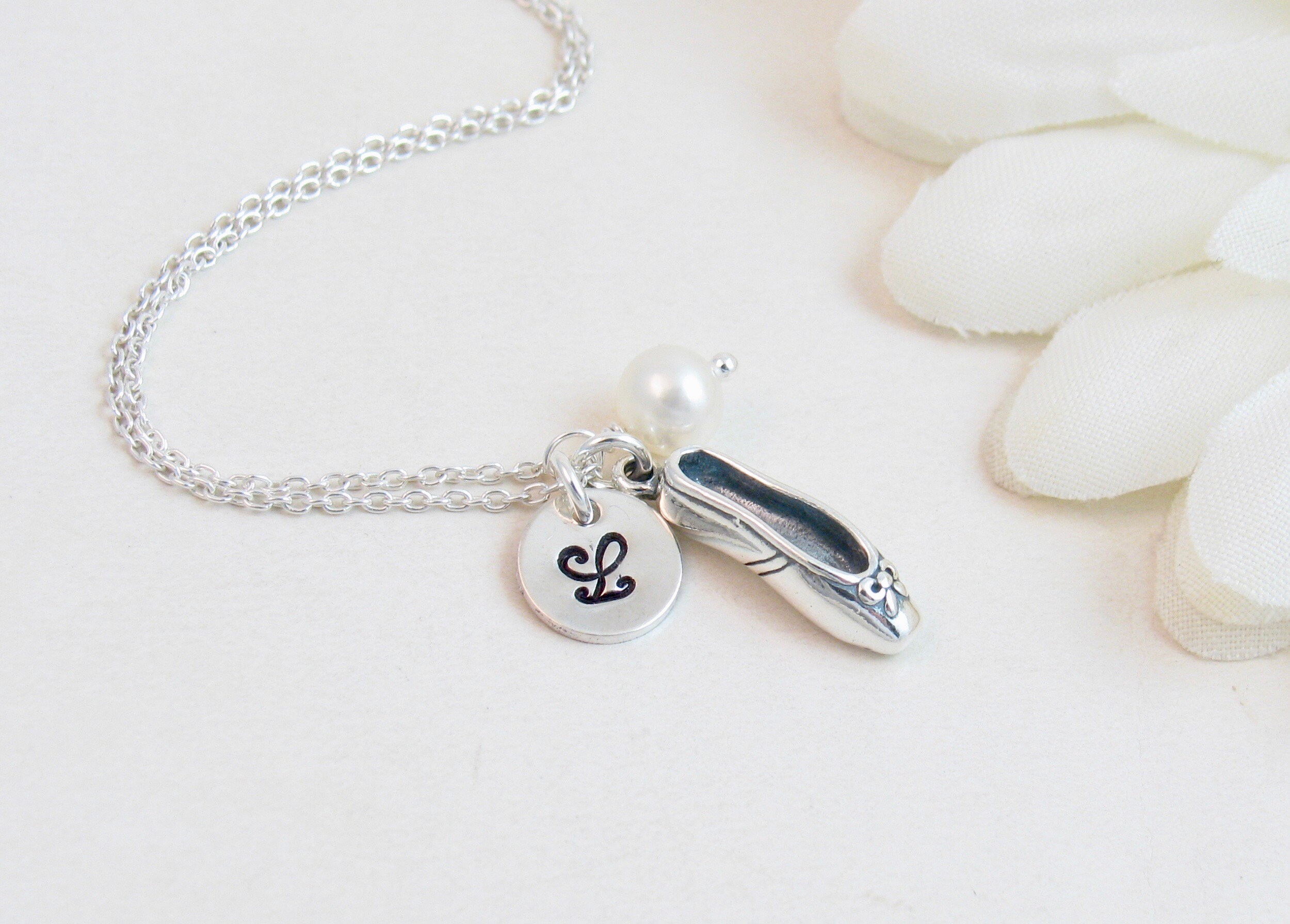 Sterling Silver Ballet Shoe Charm Necklace, First Dance Recital ...