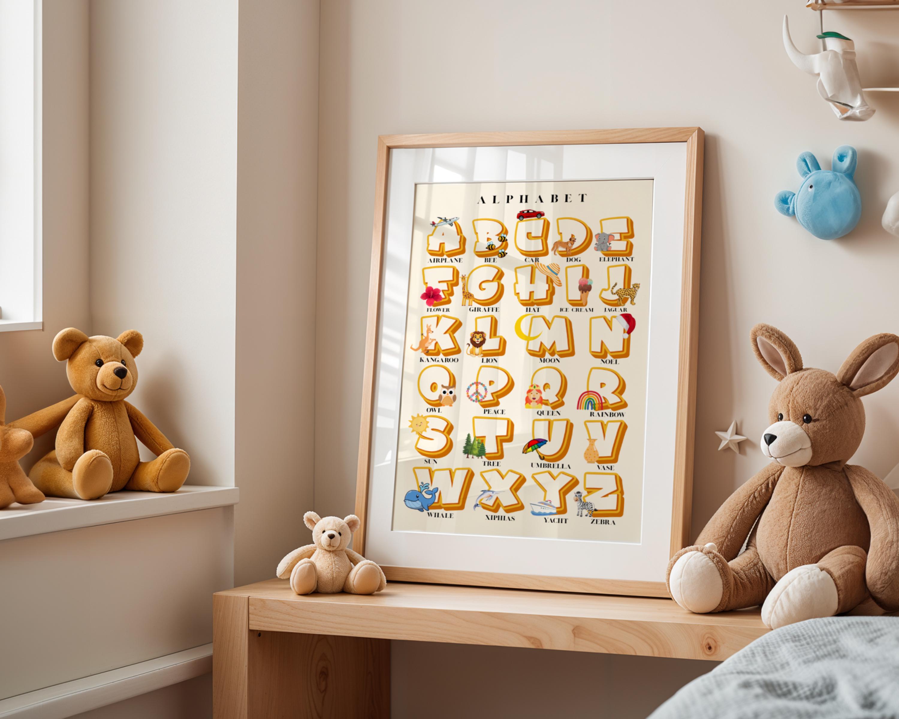 Charming Alphabet Art Print for Kids' Spaces: Preschool Classroom ...