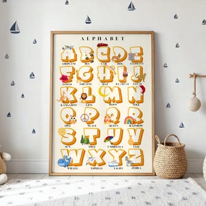 Charming Alphabet Art Print for Kids' Spaces: Preschool Classroom ...