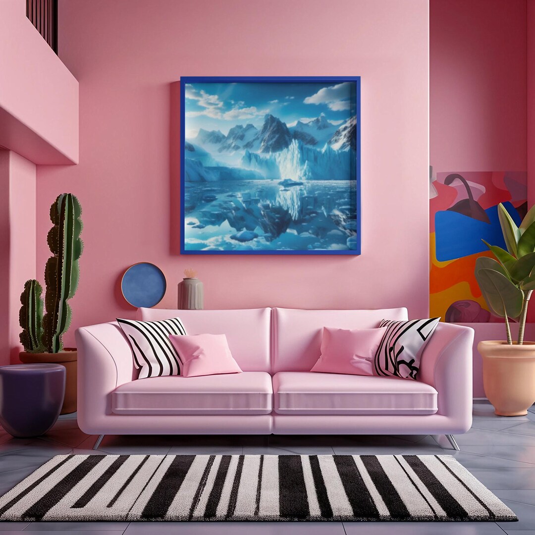 Winter Iceland Art, Iceberg Art Print, Iceberg Painting, Iceland Poster ...