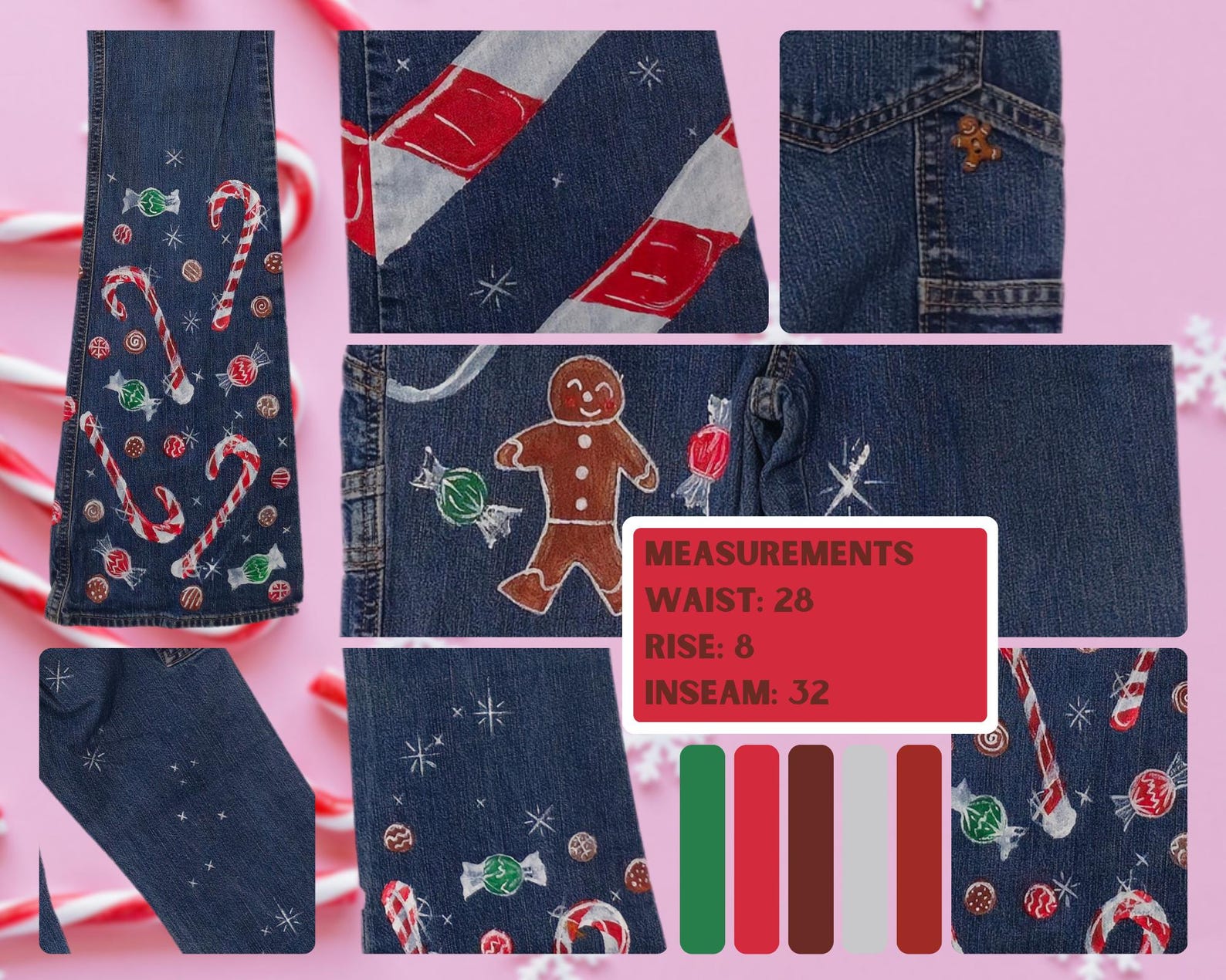 Christmas Fashion - Hand Painted Women's Jeans - Etsy