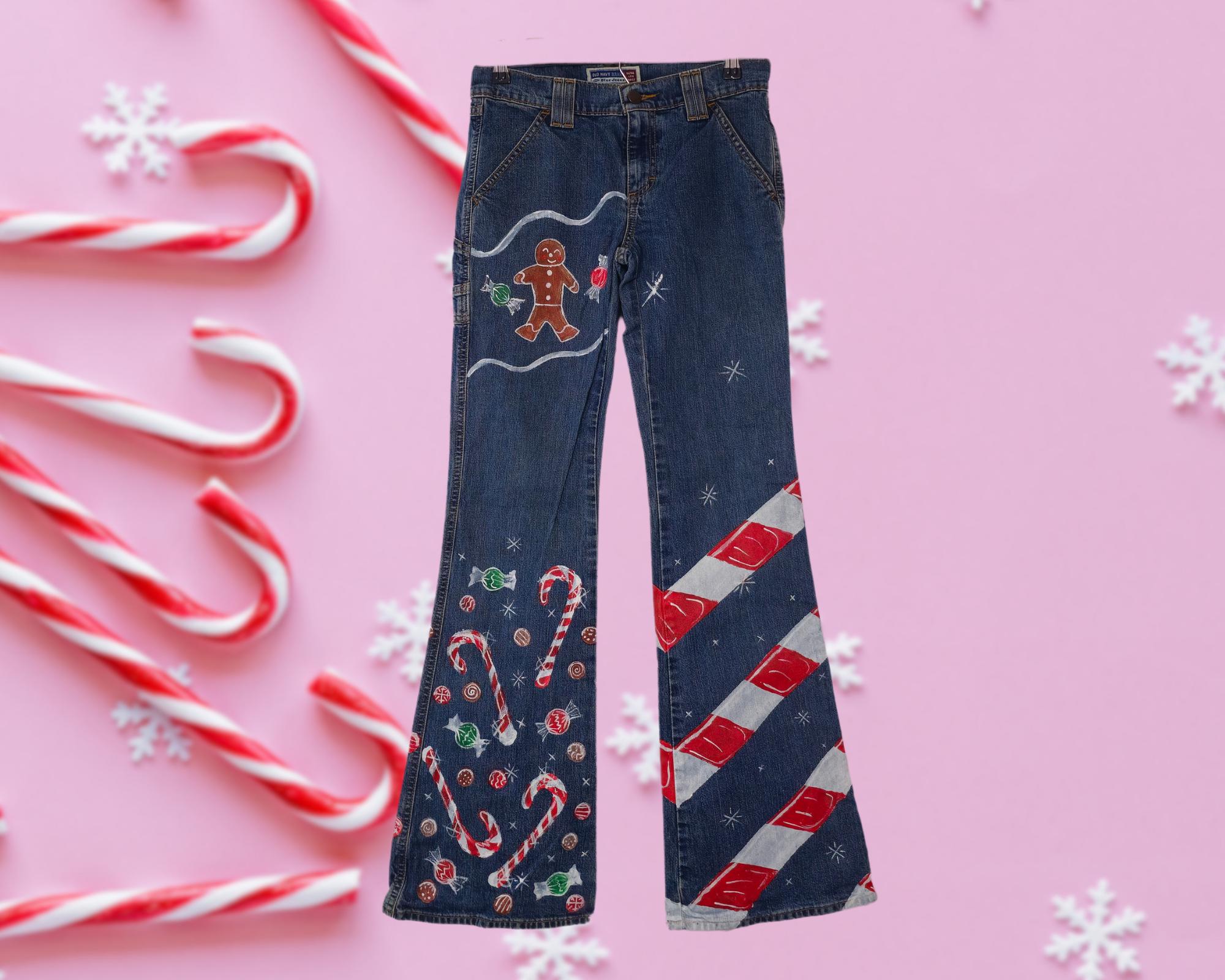 Christmas Fashion - Hand Painted Women's Jeans - Etsy