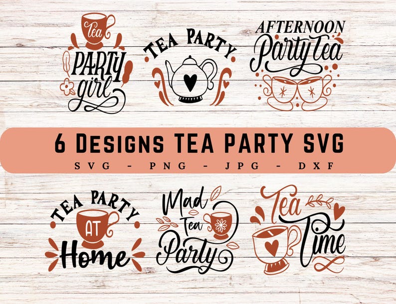 Tea Party SVG Bundle Elegant Tea Time SVG, Vintage Tea Cup SVG, Tea ...