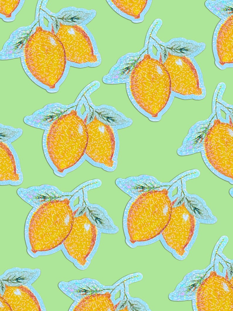 3 Inch Sparkly Meyer Lemon Sticker - Waterproof Citrus Fruit Sticker ...
