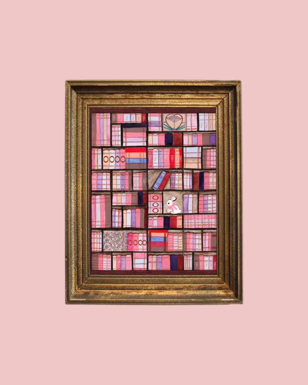 Whimsical Bookish Haven Art Print, Victorian Inspired Bookshelf With ...