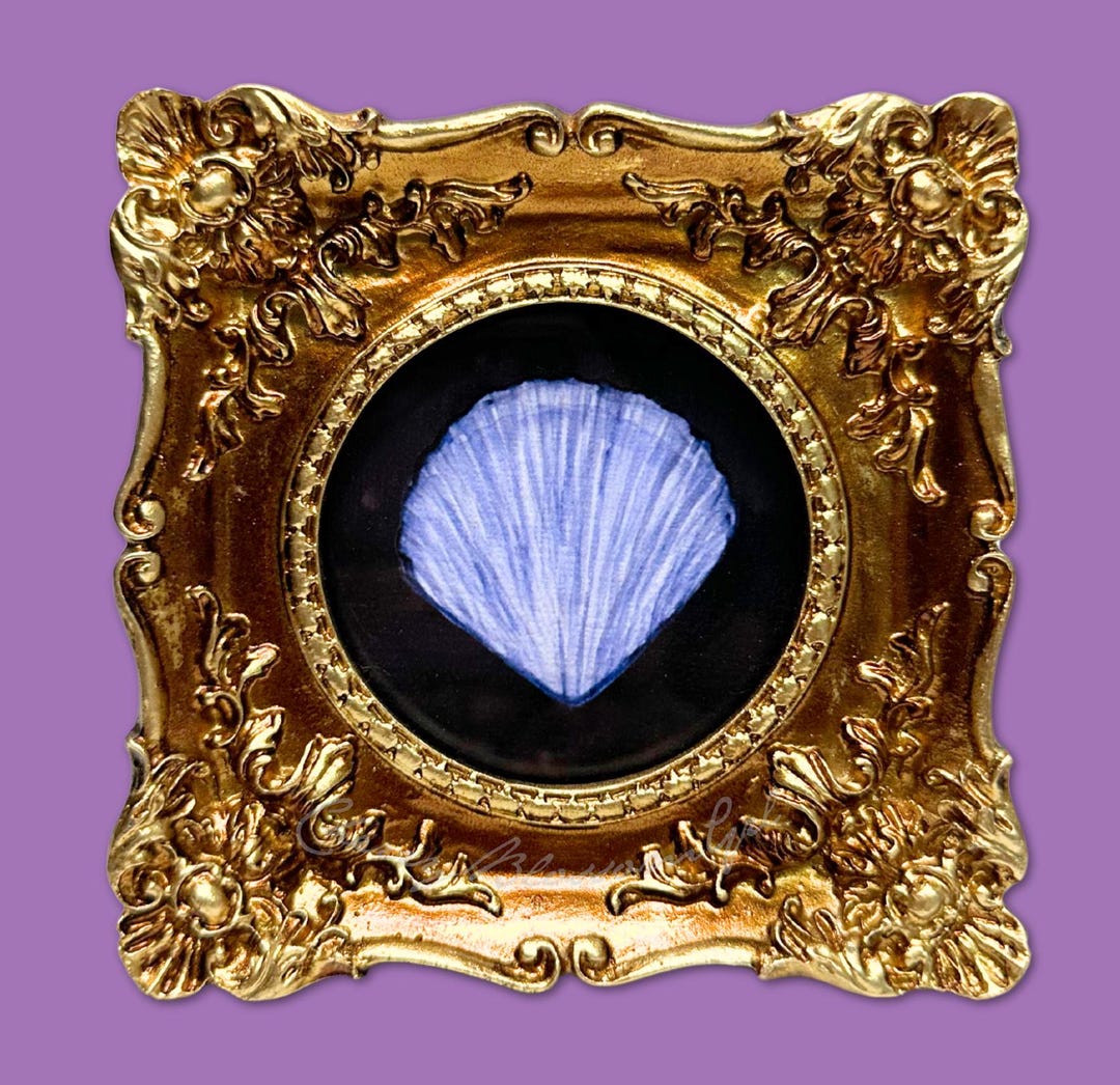 4x4 Clam Seashell Framed Original Art Work Print, Already Printed ...