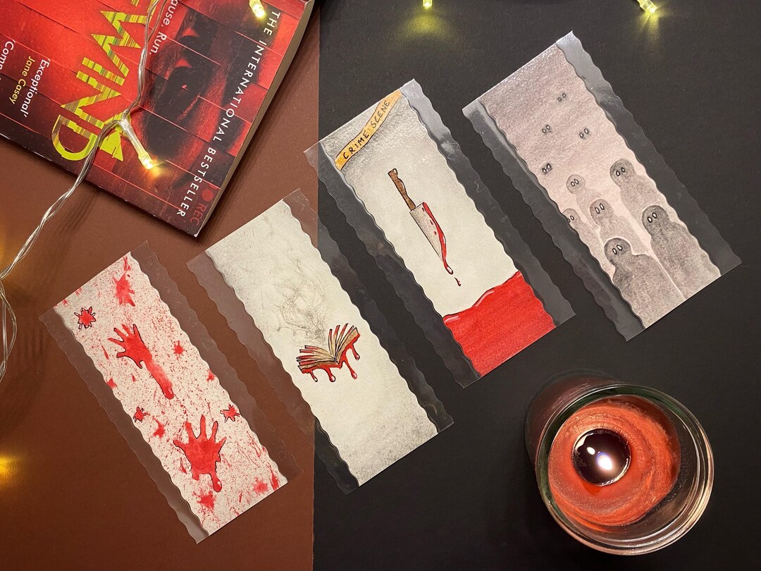 Crime / Horror / Halloween Themed Watercolour Bookmarks - Bundle of 4 ...