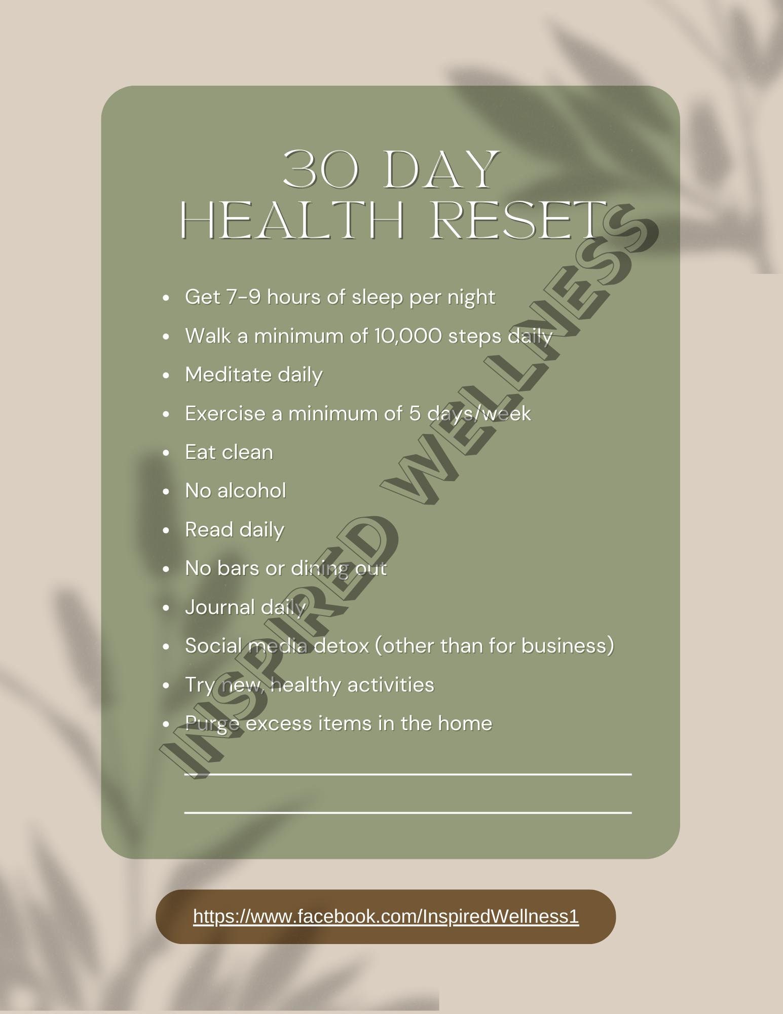 30 Day Holistic Health Reset Plan - Etsy