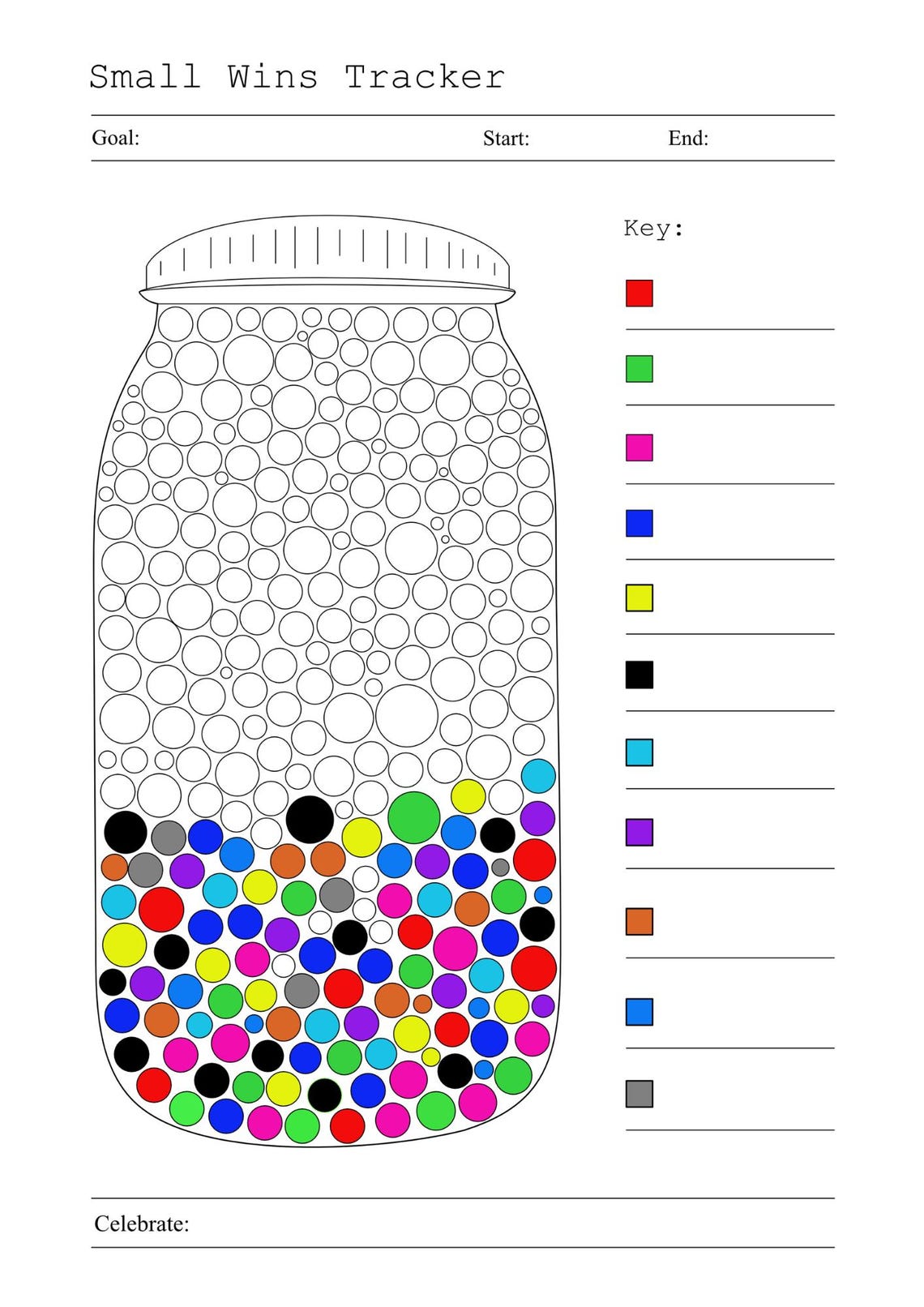 Small Wins Tracker, Color-in Jar, Adulting Motivation (printable PDF A4 ...
