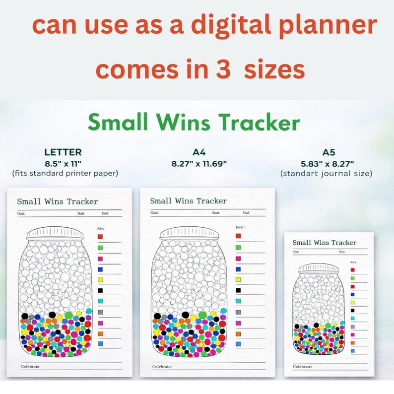 Small Wins Tracker, Color-in Jar, Adulting Motivation (printable PDF A4 ...