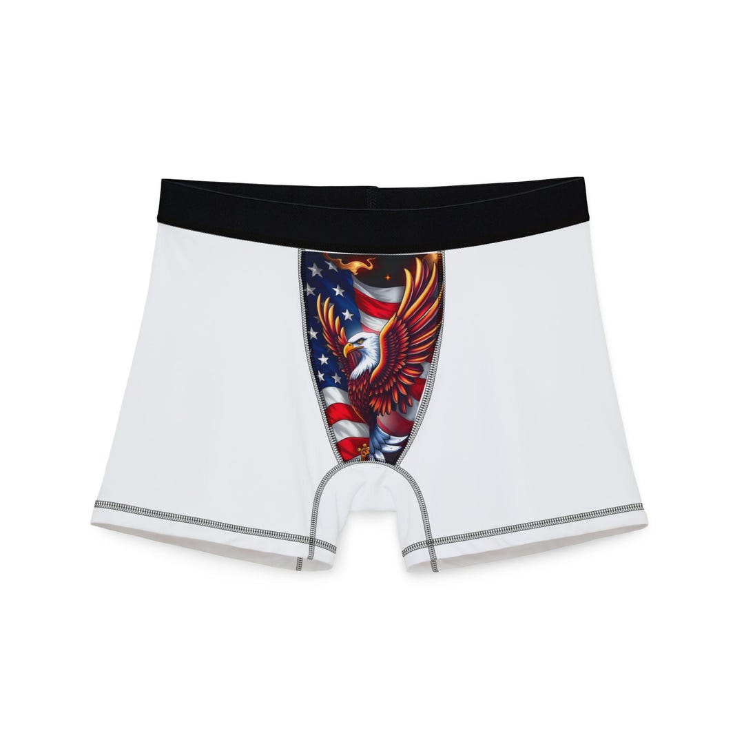 Patriotic Men's Boxers With Eagle Design, Perfect for Independence Day ...