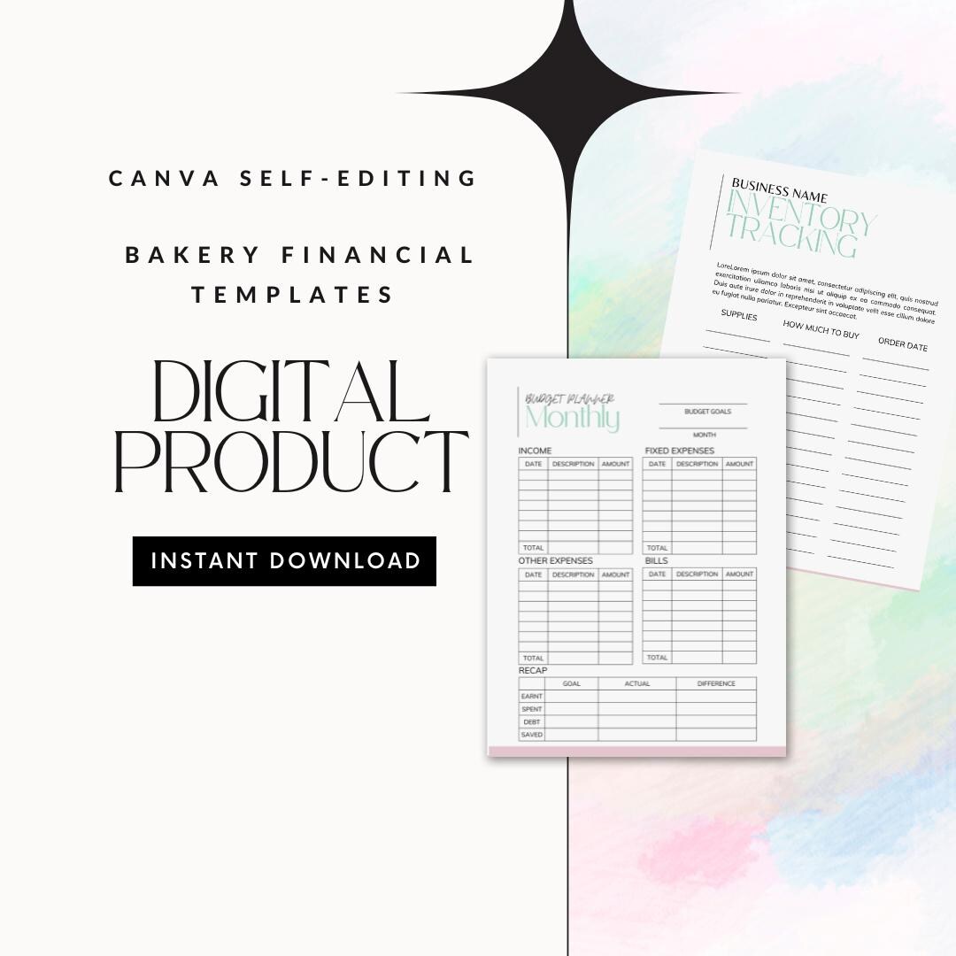 Bakery Business Financial Templates: Canva Budget Planner (digital ...