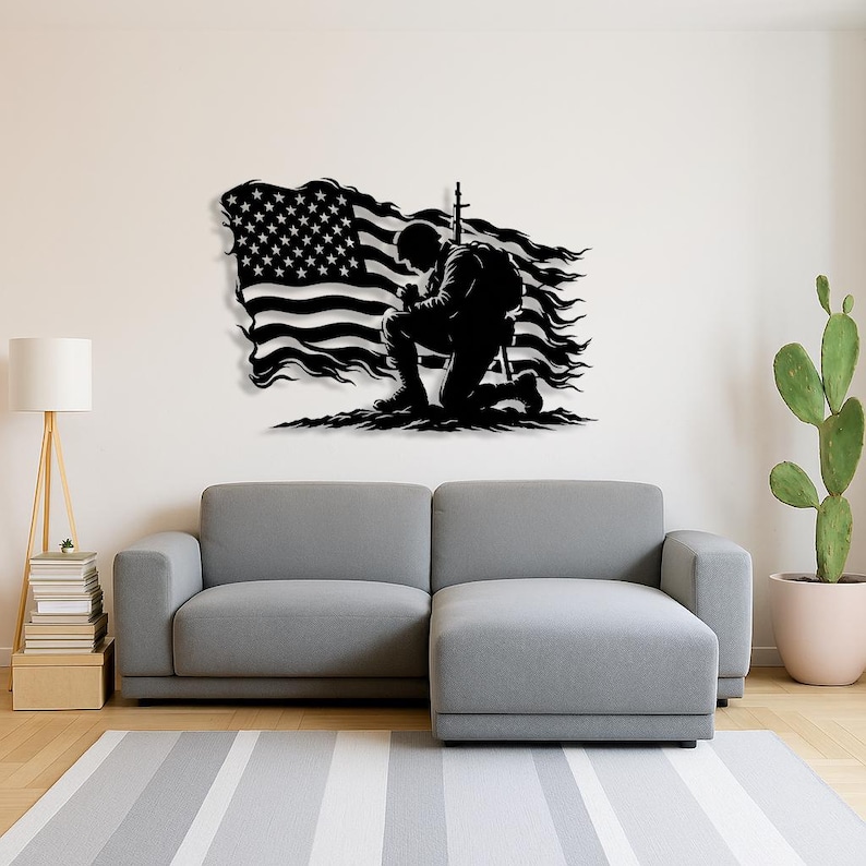 American Soldier Wall Art - Military Home Decor - Metal Patriotic Wall ...