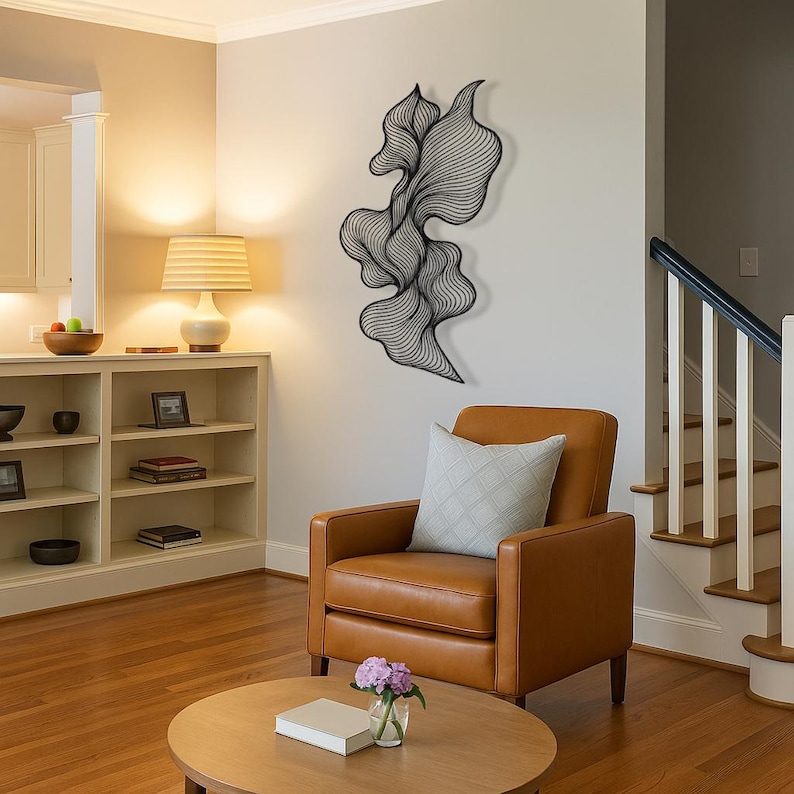 Abstract Line Metal Wall Art | Modern Minimalist Fluid Shape Wall Decor ...