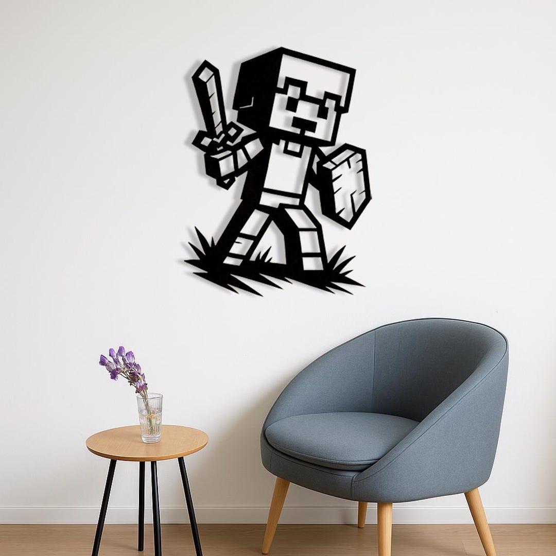 Pixel Warrior Metal Wall Art for Kids Room Decor, Gamer Themed Steel ...