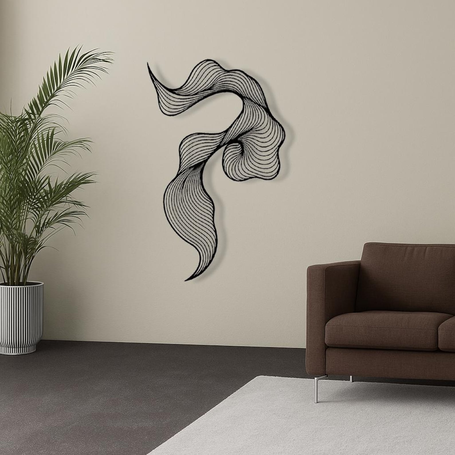 Abstract Flowing Line Metal Wall Art | Modern Organic Shape Wall Decor ...