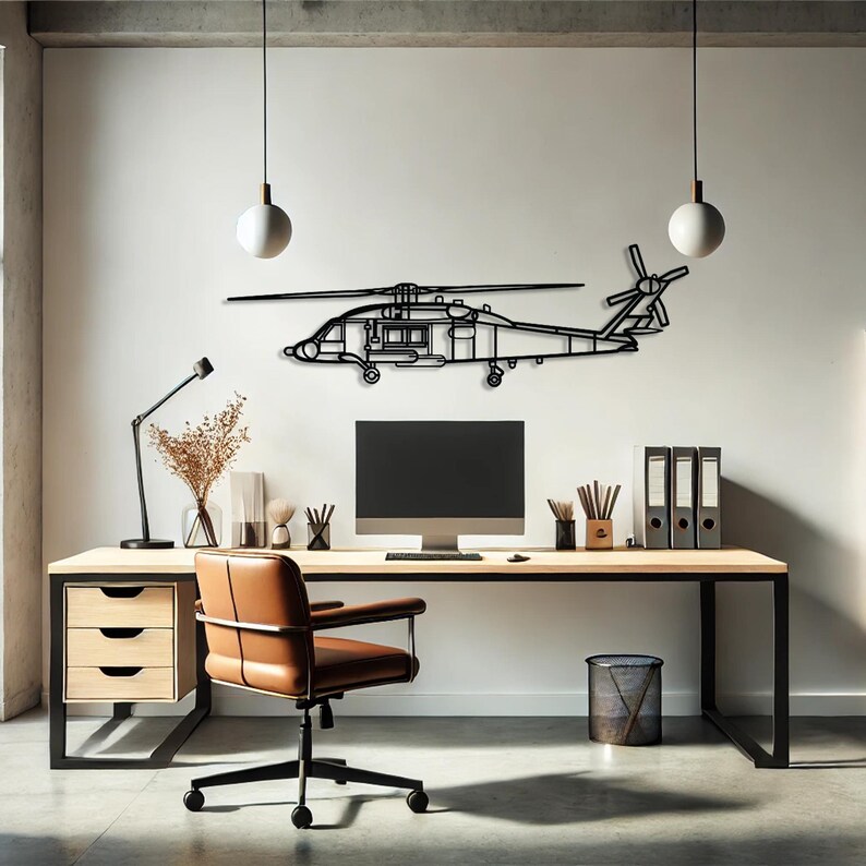 MH-60 Seahawk Silhouette Metal Wall Art, Plane Wall Art, Airplane Wall ...