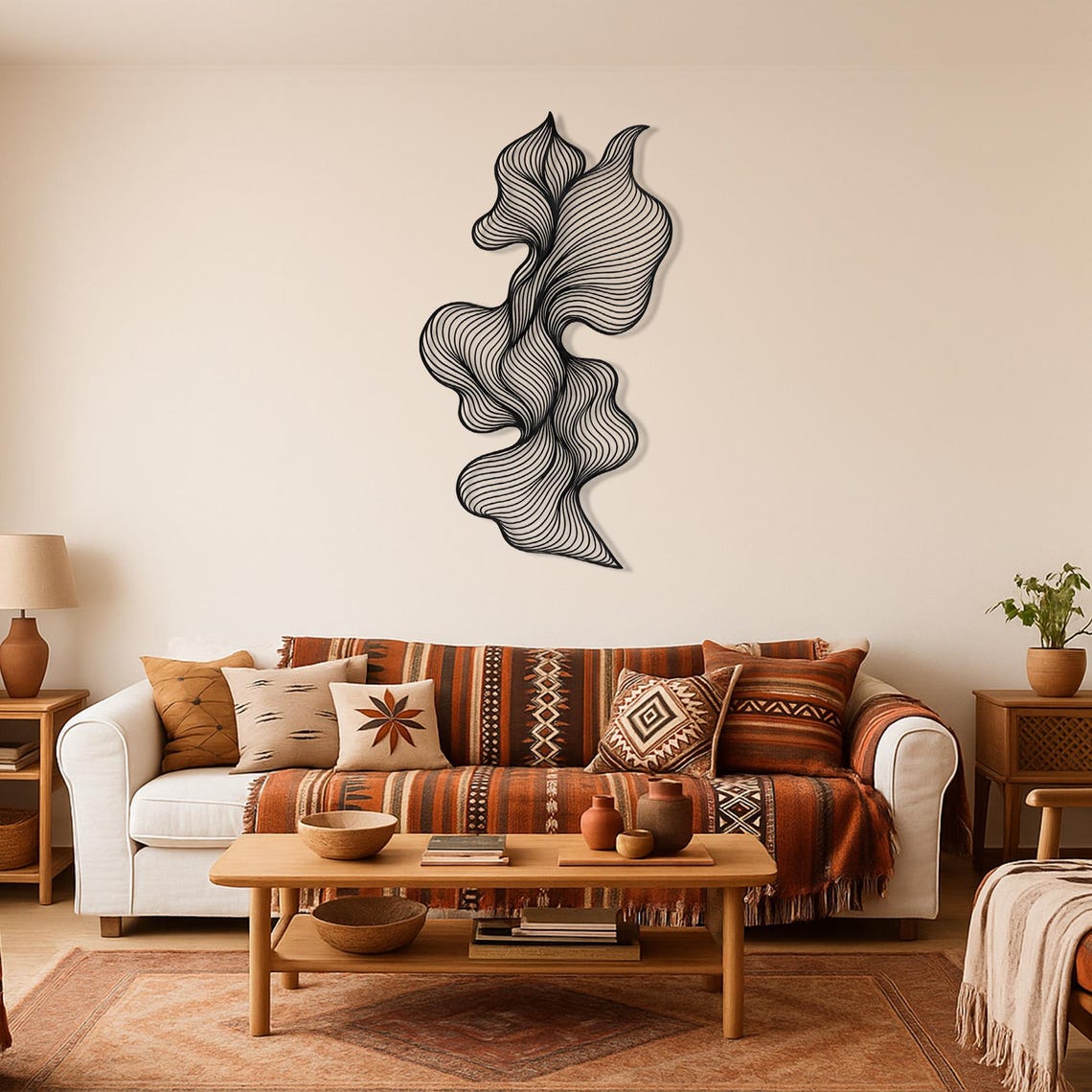 Abstract Line Metal Wall Art | Modern Minimalist Fluid Shape Wall Decor ...