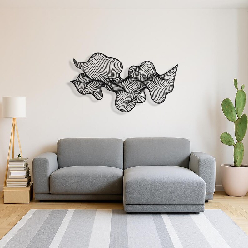 Abstract Line Metal Wall Art | Modern Minimalist Fluid Shape Wall Decor ...