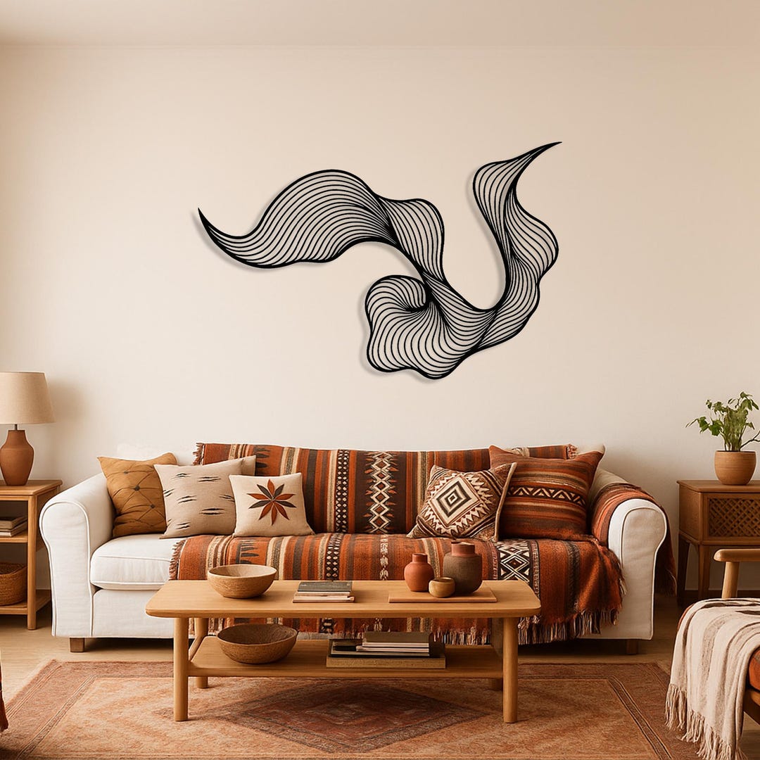 Abstract Flowing Line Metal Wall Art | Modern Organic Shape Wall Decor ...