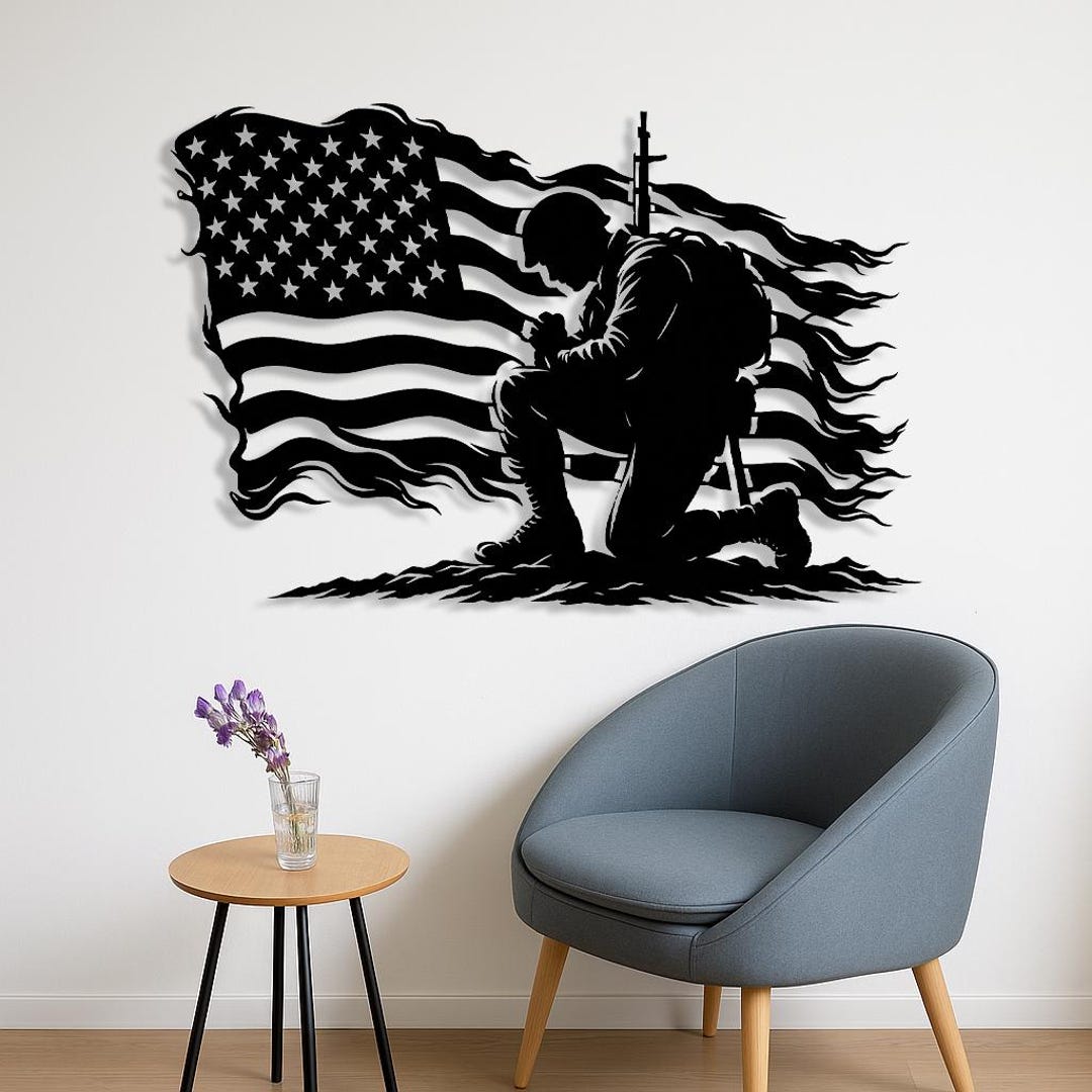 American Soldier Wall Art - Military Home Decor - Metal Patriotic Wall ...