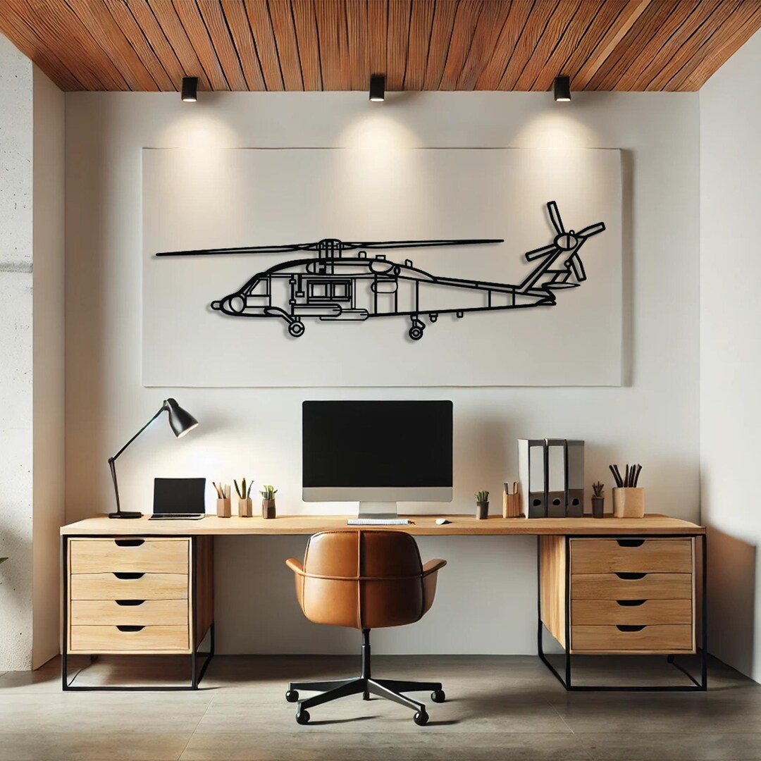 MH-60 Seahawk Silhouette Metal Wall Art, Plane Wall Art, Airplane Wall ...