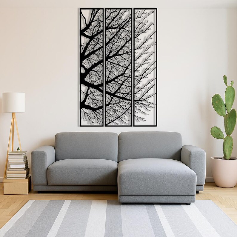 Tree Branch Metal Wall Art Set of 3 | Modern Nature-inspired Wall Decor ...