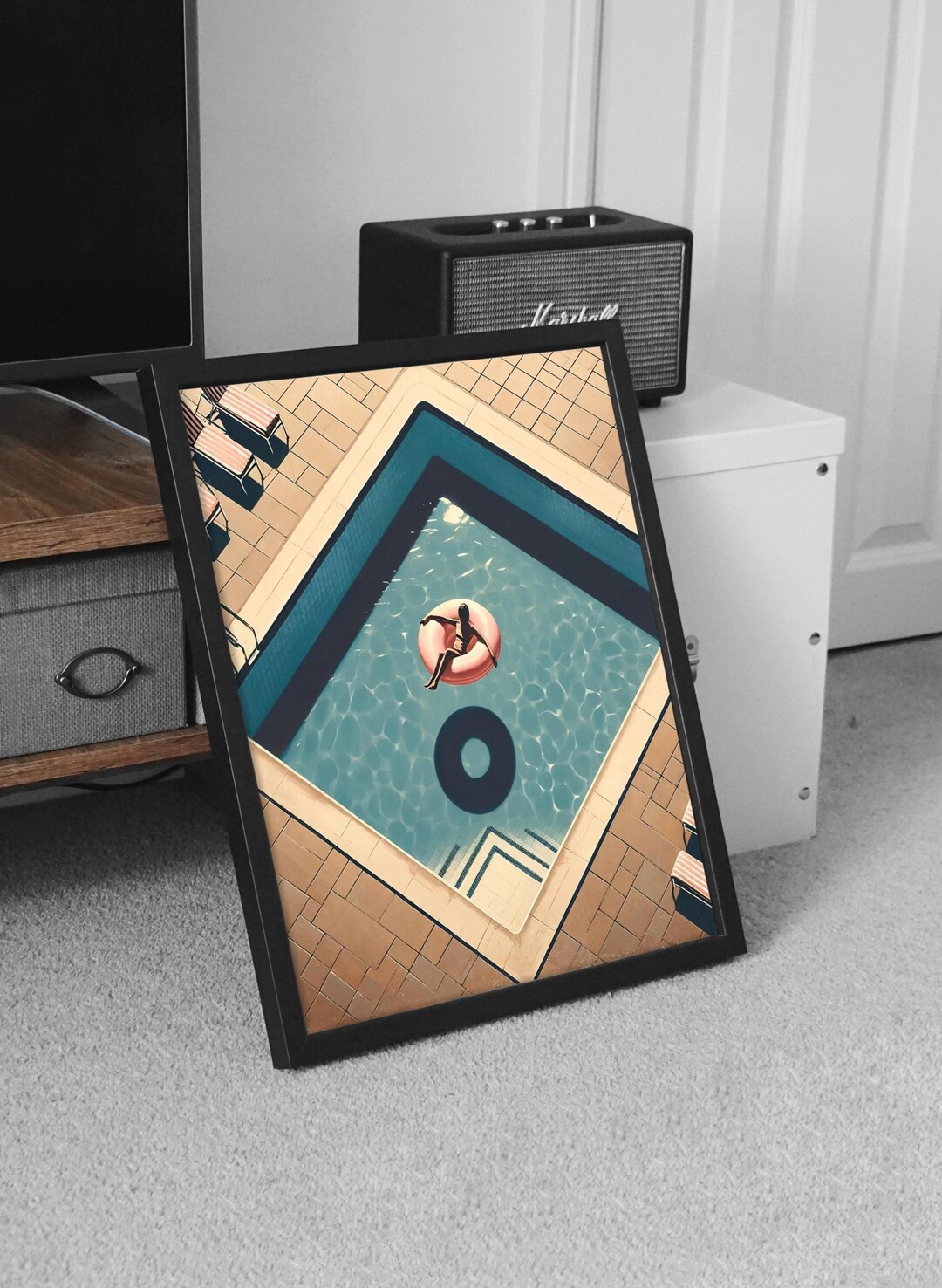 Vintage Poolside Artwork | Retro Swimming Pool Print | Mid-century ...