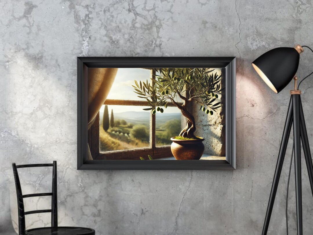 Rustic Olive Tree Still Life Painting Print, Vintage Style Moody Wall ...