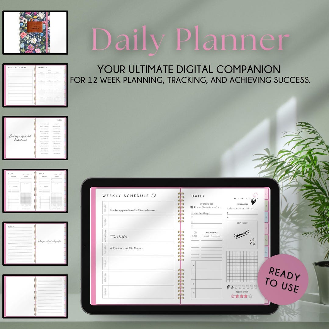 12-week Flower Daily Planner | Minimalist Design | Hyperlinked PDF ...