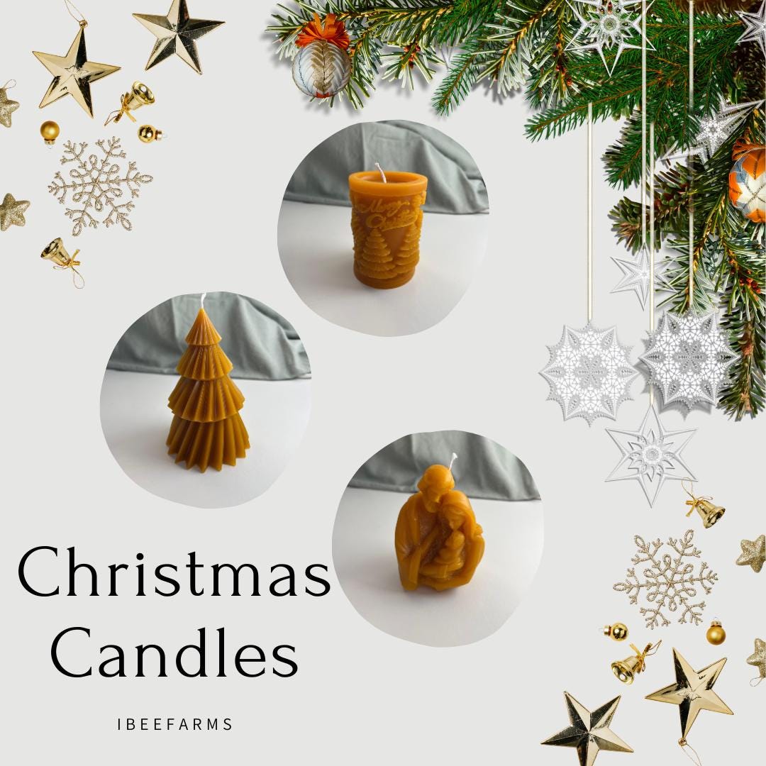 Beeswax Christmas Scented Candle Natural Organic Holiday Fragrance ...