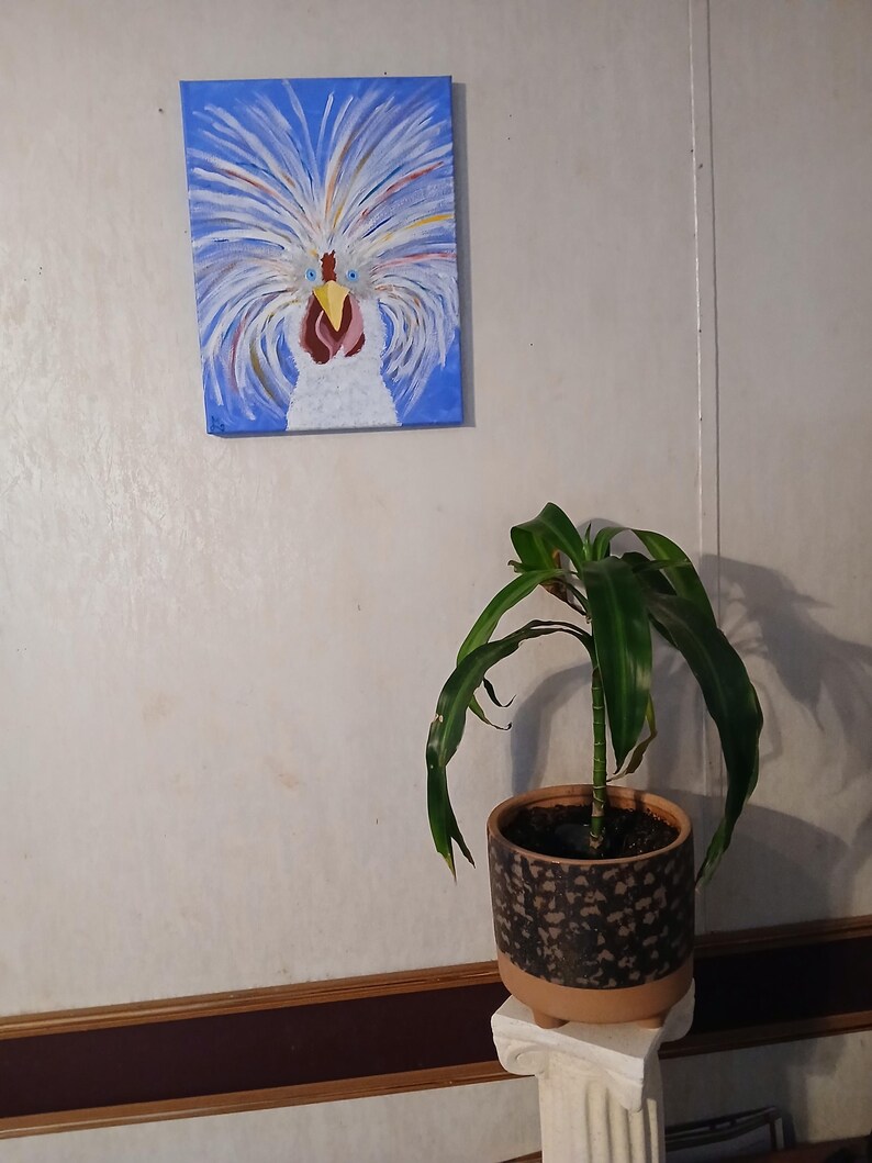 11x14, Big Blue Eyed Chicken, Colorful, Wall Artwork, Original Hand ...